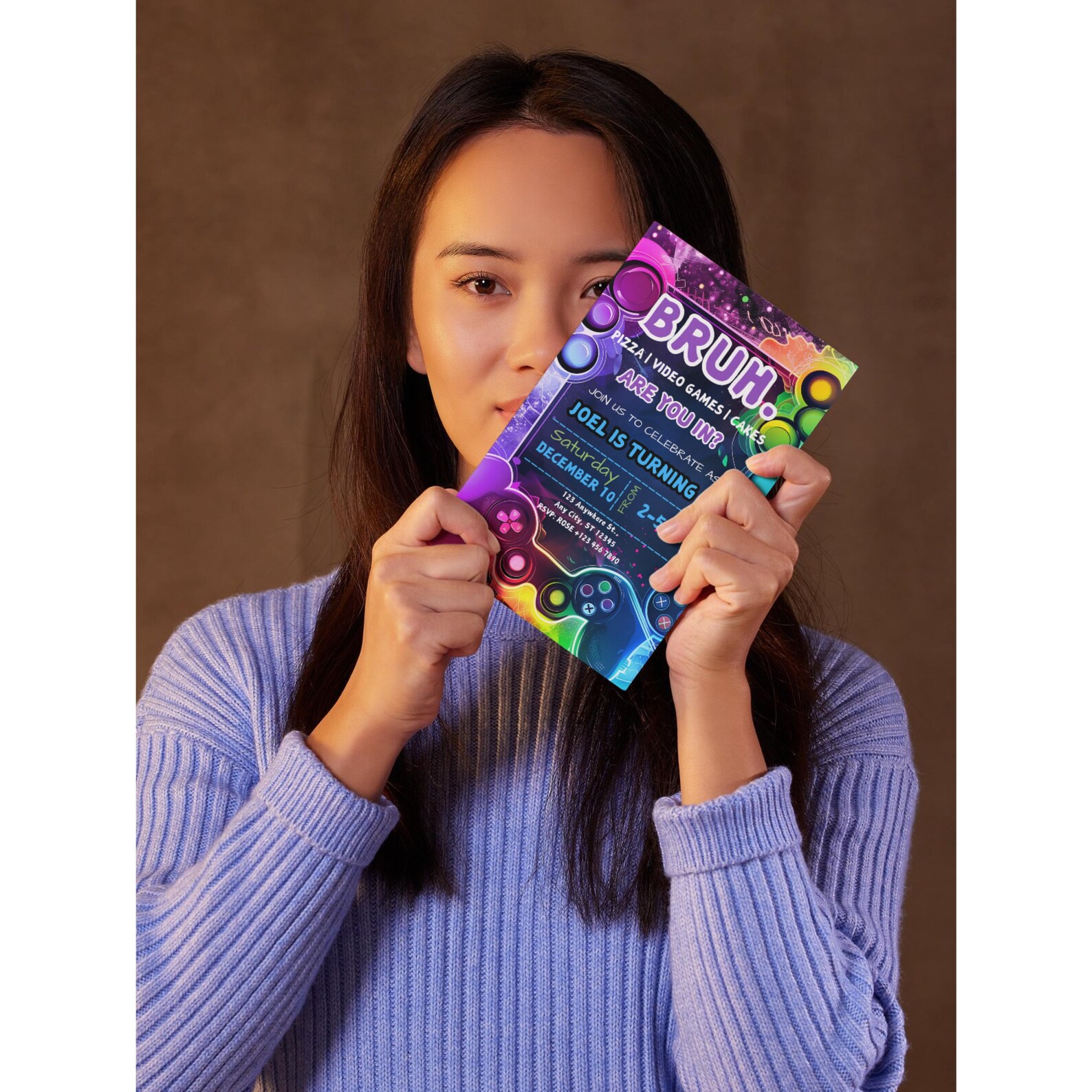 Bruh Birthday Invitation for Kid, Neon Bruh Invitation, Neon Party ...