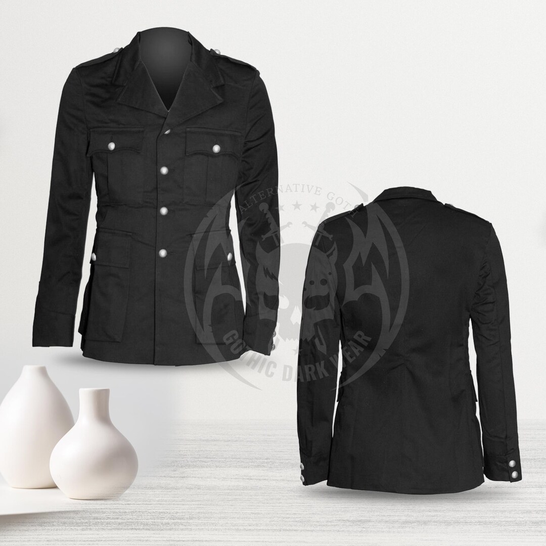 Handmade Military Officer Jacket Black Cotton Coat Parade Jacket - Etsy