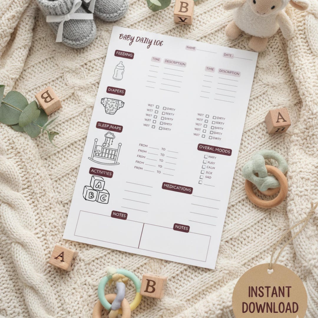 Baby Daily Log Tracker PDF | Newborn Feeding Sleep Diaper Chart | New ...