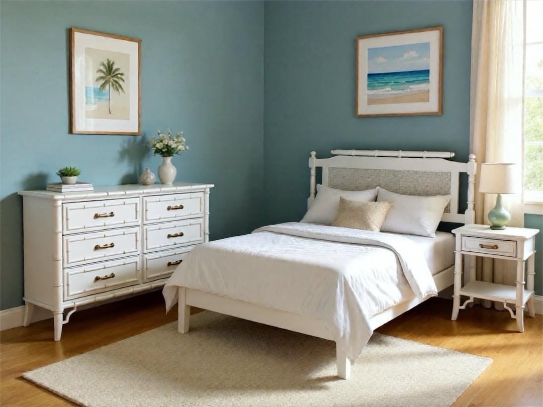 Vintage Dixie Aloha Faux Bamboo Bedroom Set: Dresser, Nightstand ...