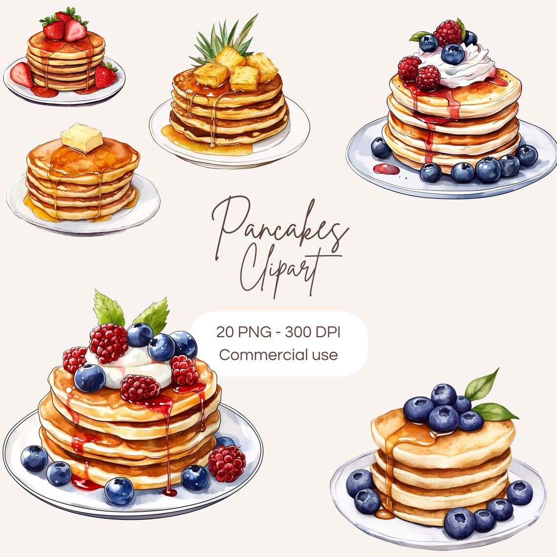 Watercolor Pancakes Clipart | Pancake Bundle | Coffee Shop Bundle ...