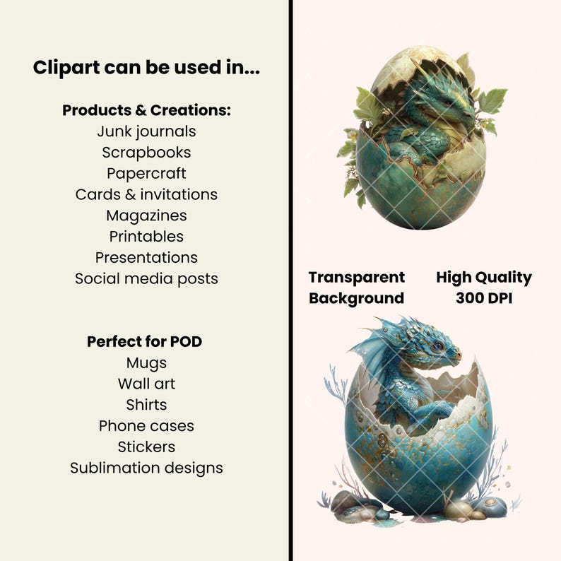 Newborn Dragon Clipart, Fantasy Baby Dragon Eggs, Fantasy PNG for ...