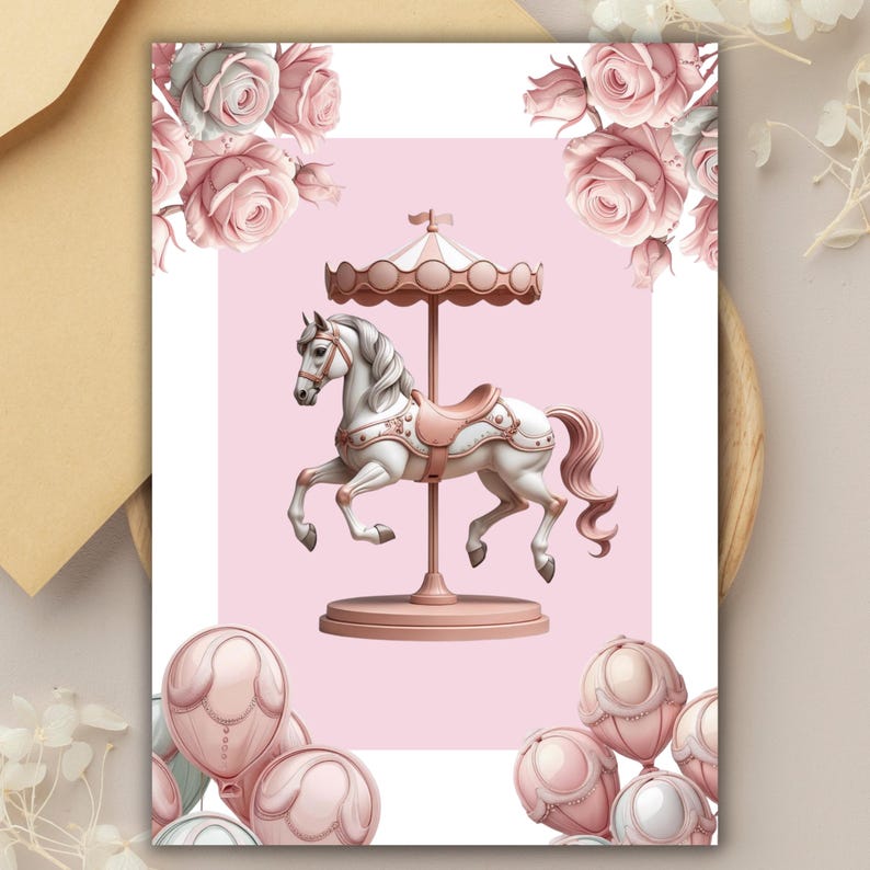 Watercolor Carousel Clipart | Pony Clipart | Carousel Horse | Carousel ...