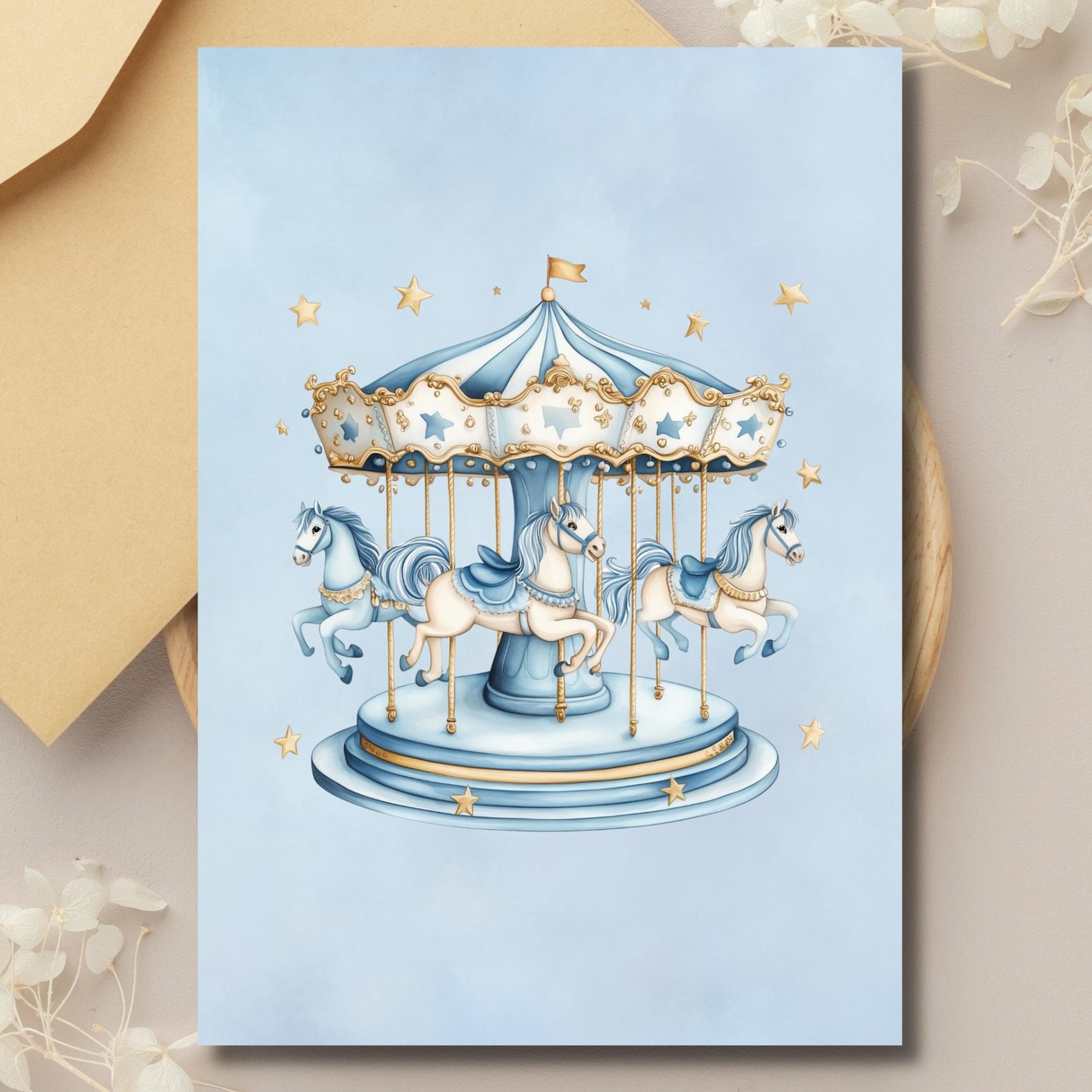Carousel Clipart | Watercolor Carousel | Pony Carousel | Cute ...