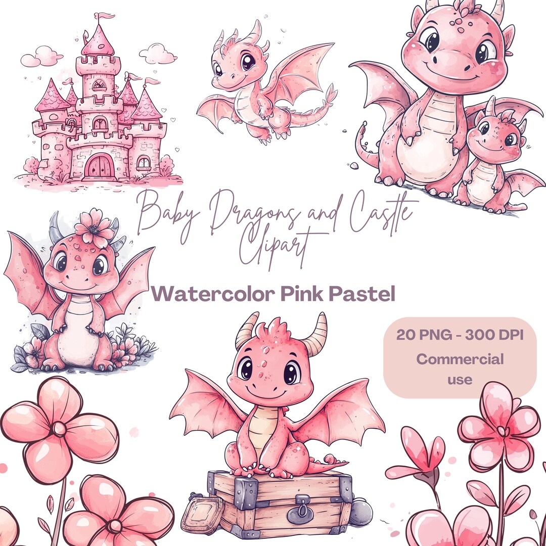 Baby Dragon Clipart | Kingdom Clipart | Watercolor Castle | Dragon ...