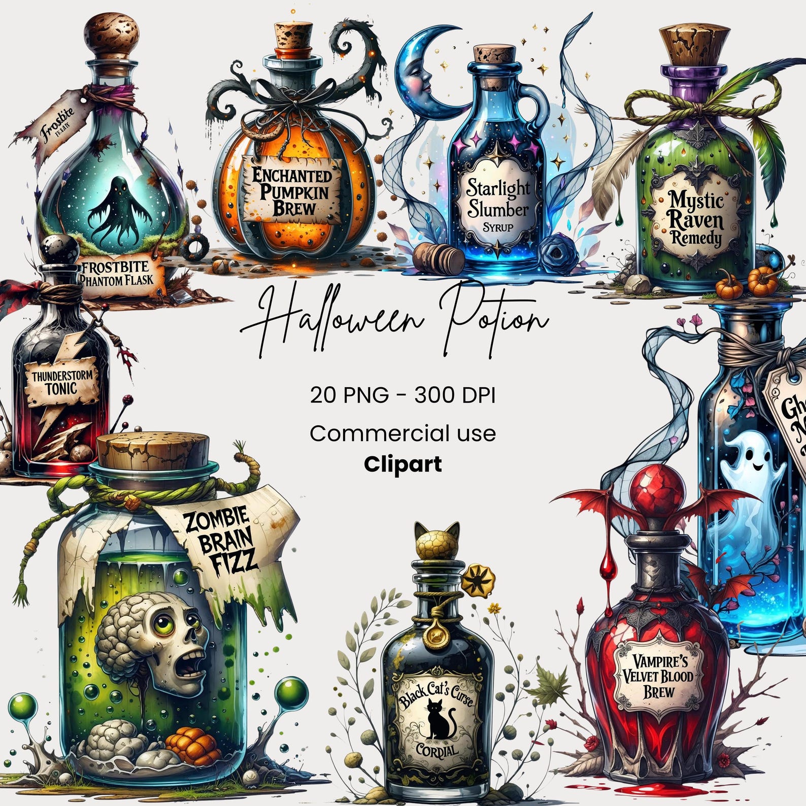 Halloween Potion Clipart | Dark Magical Bottle | Magical Potions ...