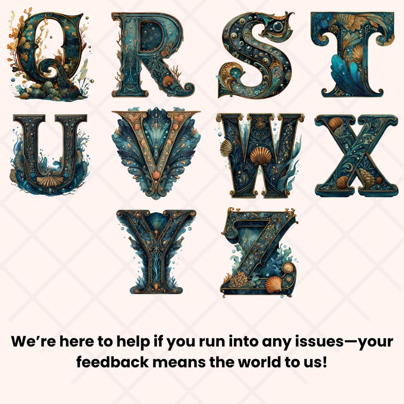 Deep Sea Alphabet, Under the Sea Letters, Letter Art, A-Z Letters Png ...