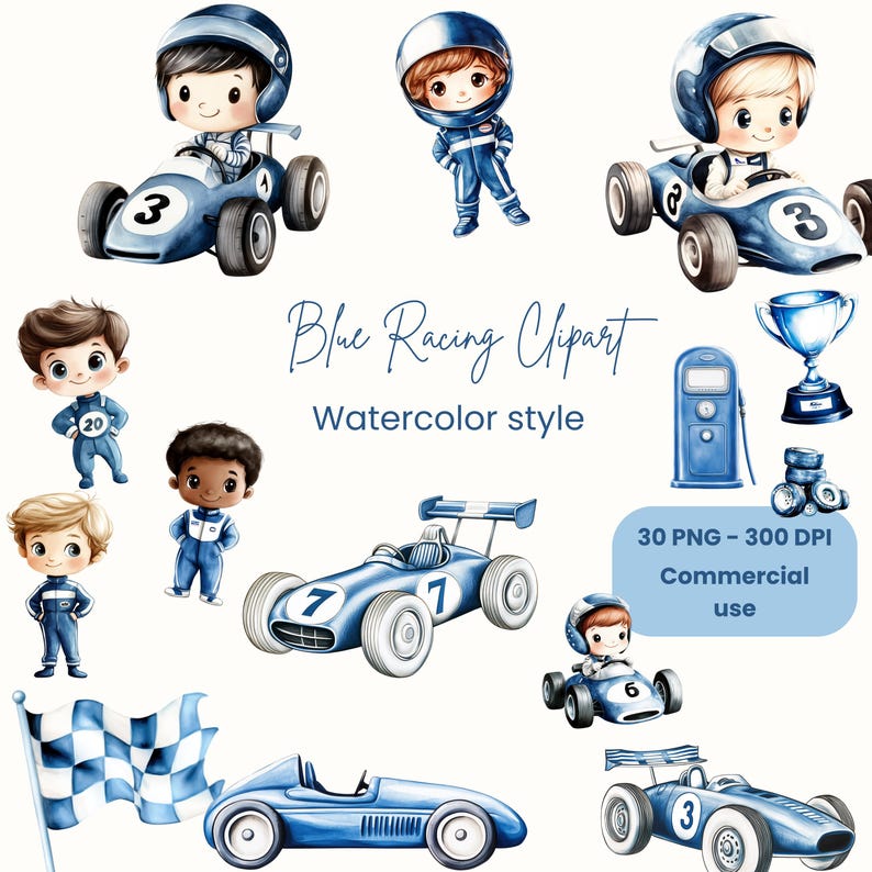 Watercolor Race Car | Its a Boy Clipart | Baby Boy Sport Cars | Race ...