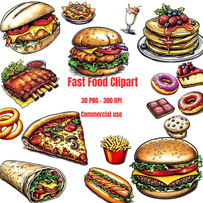 Fast Food Clipart | Hamburger Clipart | Fast Food Graphics | Fastfood ...