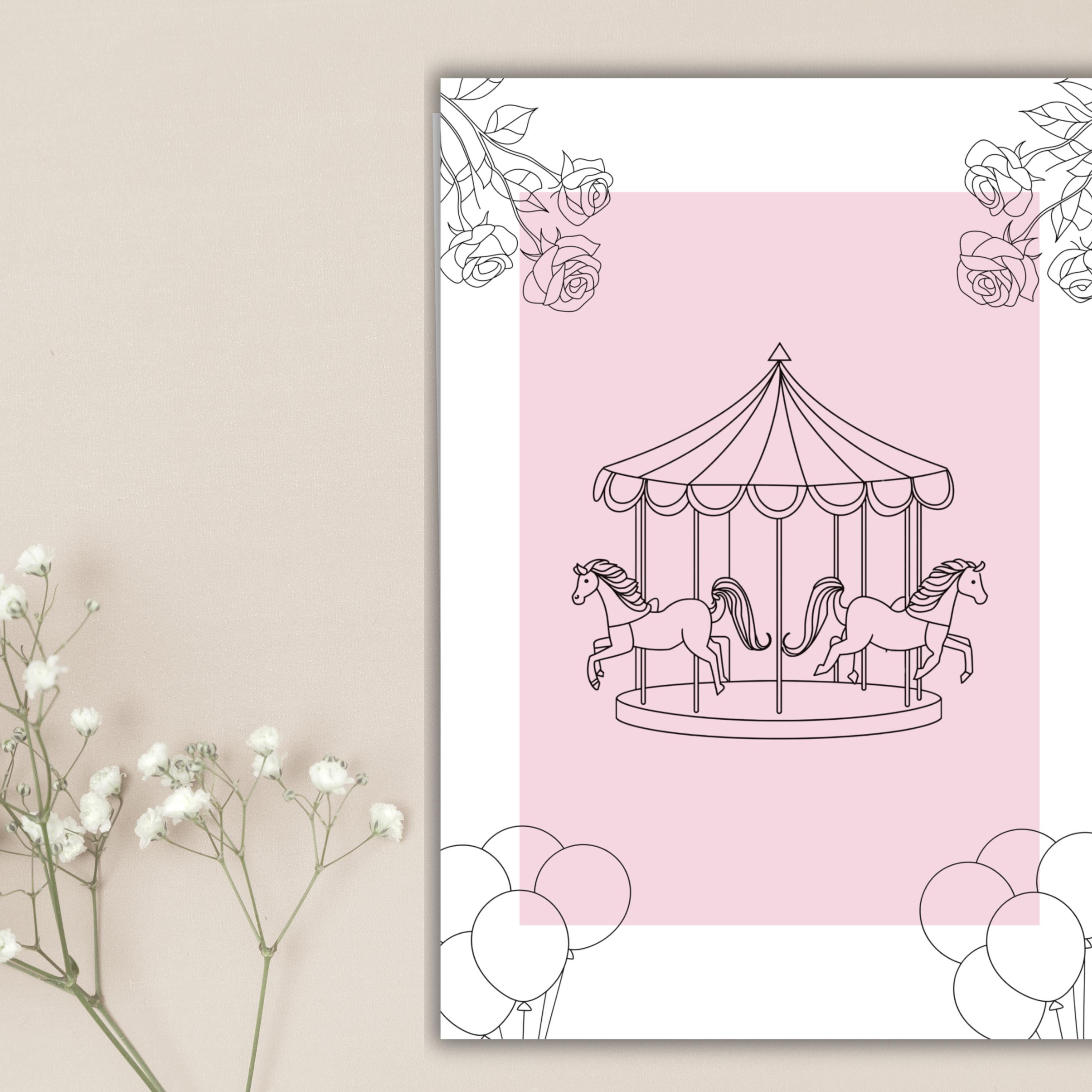 Carousel Line Art | Minimalistic Carousel | Carousel Clipart | Line Art ...