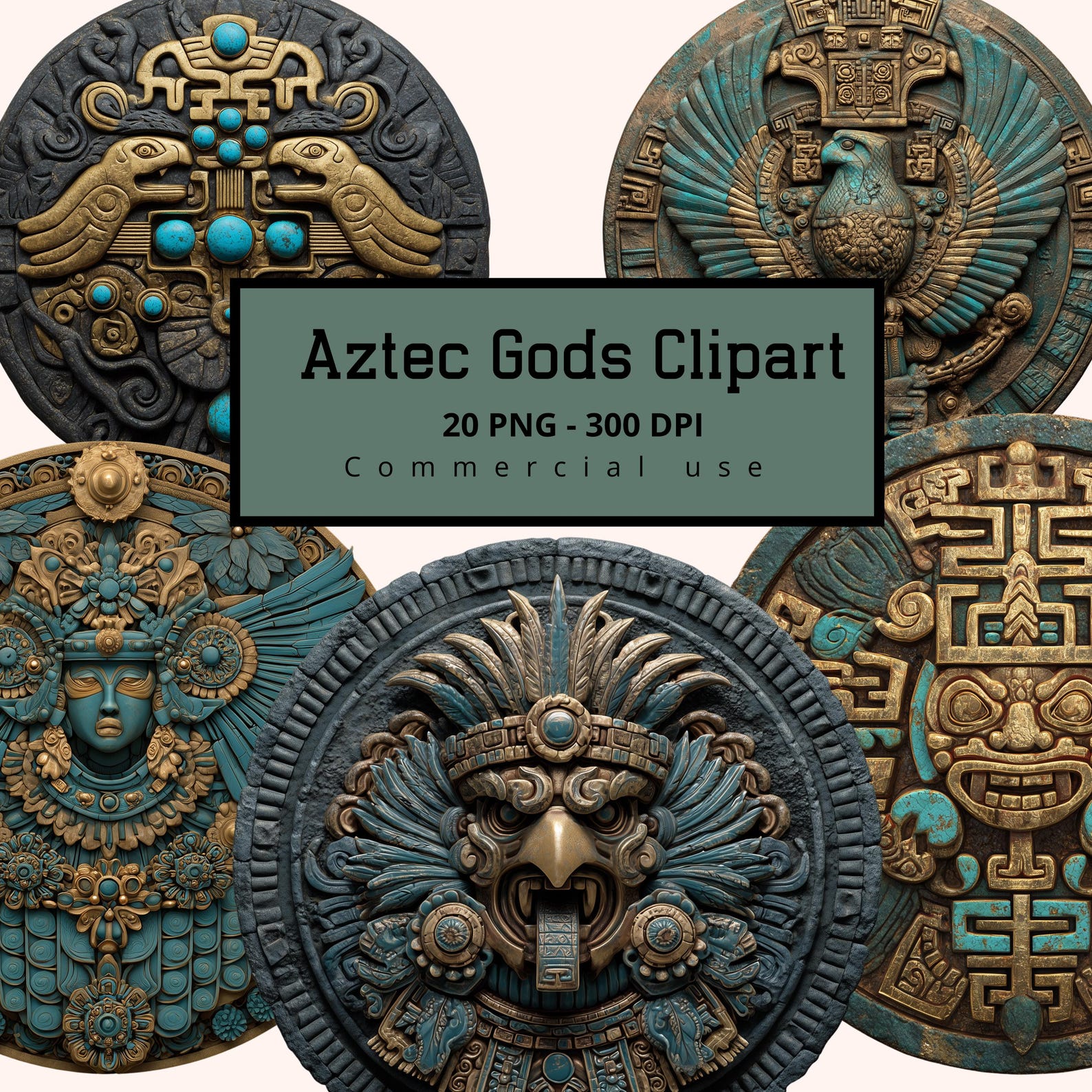 Aztec Gods Clipart, Mesoamerican Bundle, Ancient Mythology PNG, Fantasy ...