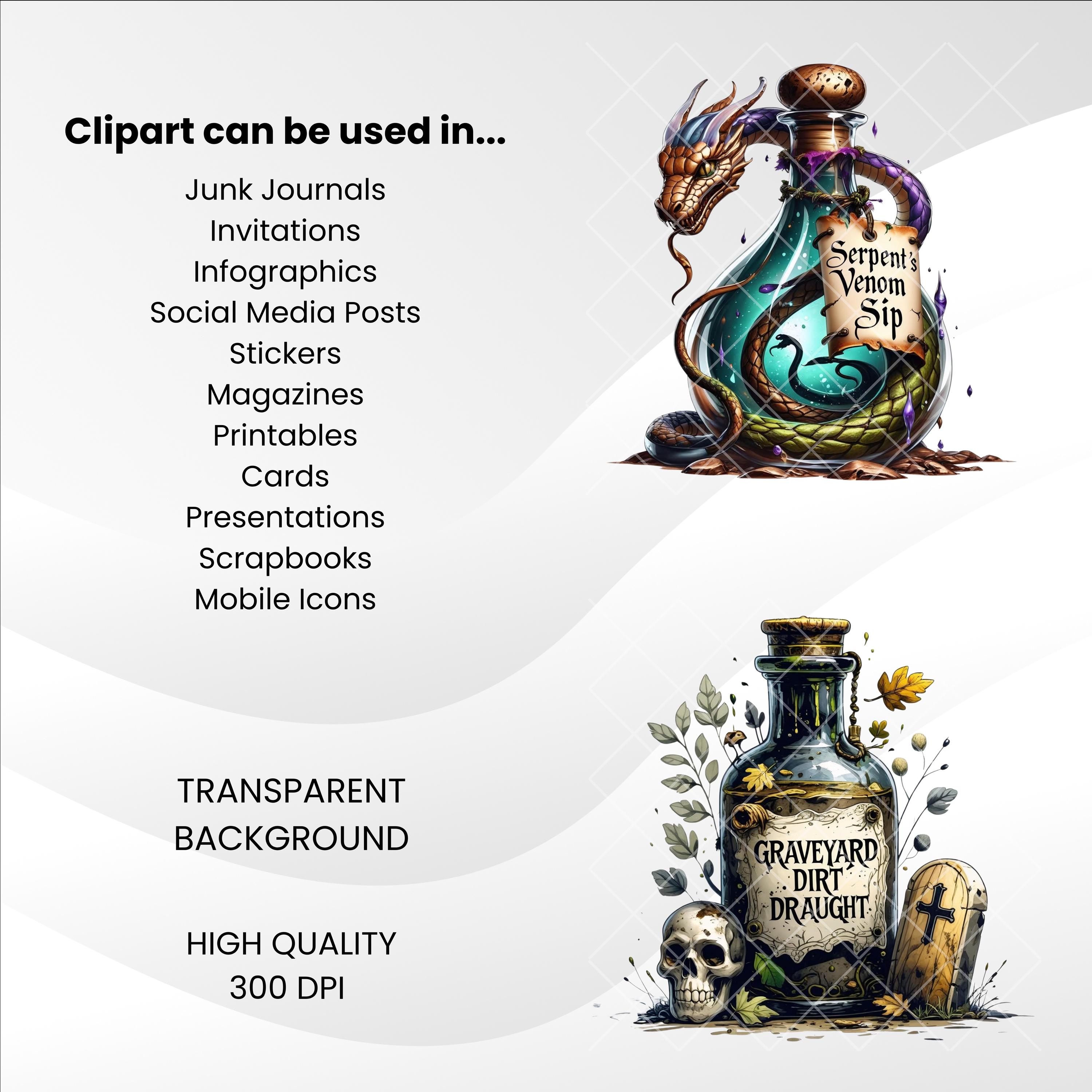 Halloween Potion Clipart | Dark Magical Bottle | Magical Potions ...
