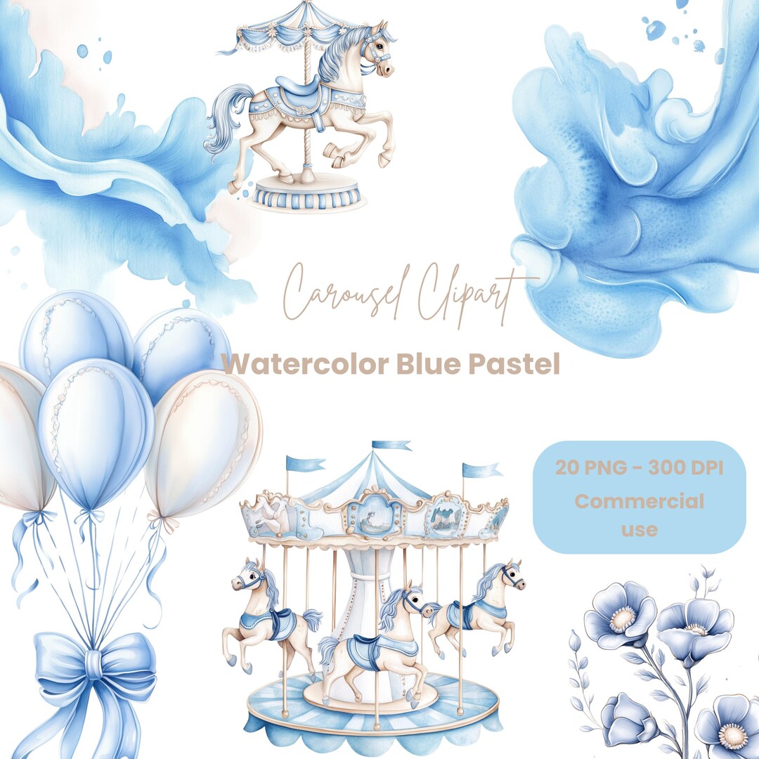 Carousel Clipart | Watercolor Carousel | Pony Carousel | Cute ...