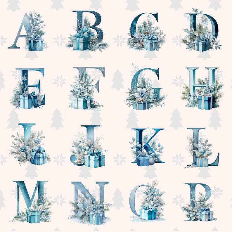 Winter Alphabet Clipart, Snowflake Letters, Ice Alphabet PNG, Christmas ...