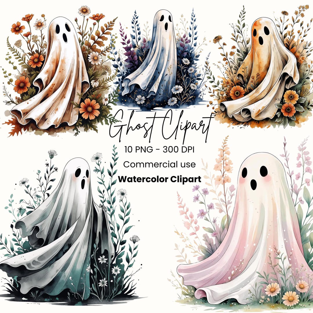 Halloween Fall Ghost | Floral Ghost PNG | Autumn Ghost Clipart | Boho ...