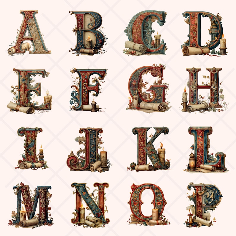 Medieval Alphabet, Illuminated Letters, Letter Art, Medieval Font, A-Z ...