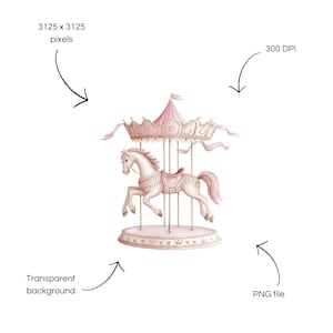 Carousel Watercolor Clipart | Horse Carousel Clipart | Carousel Clipart ...