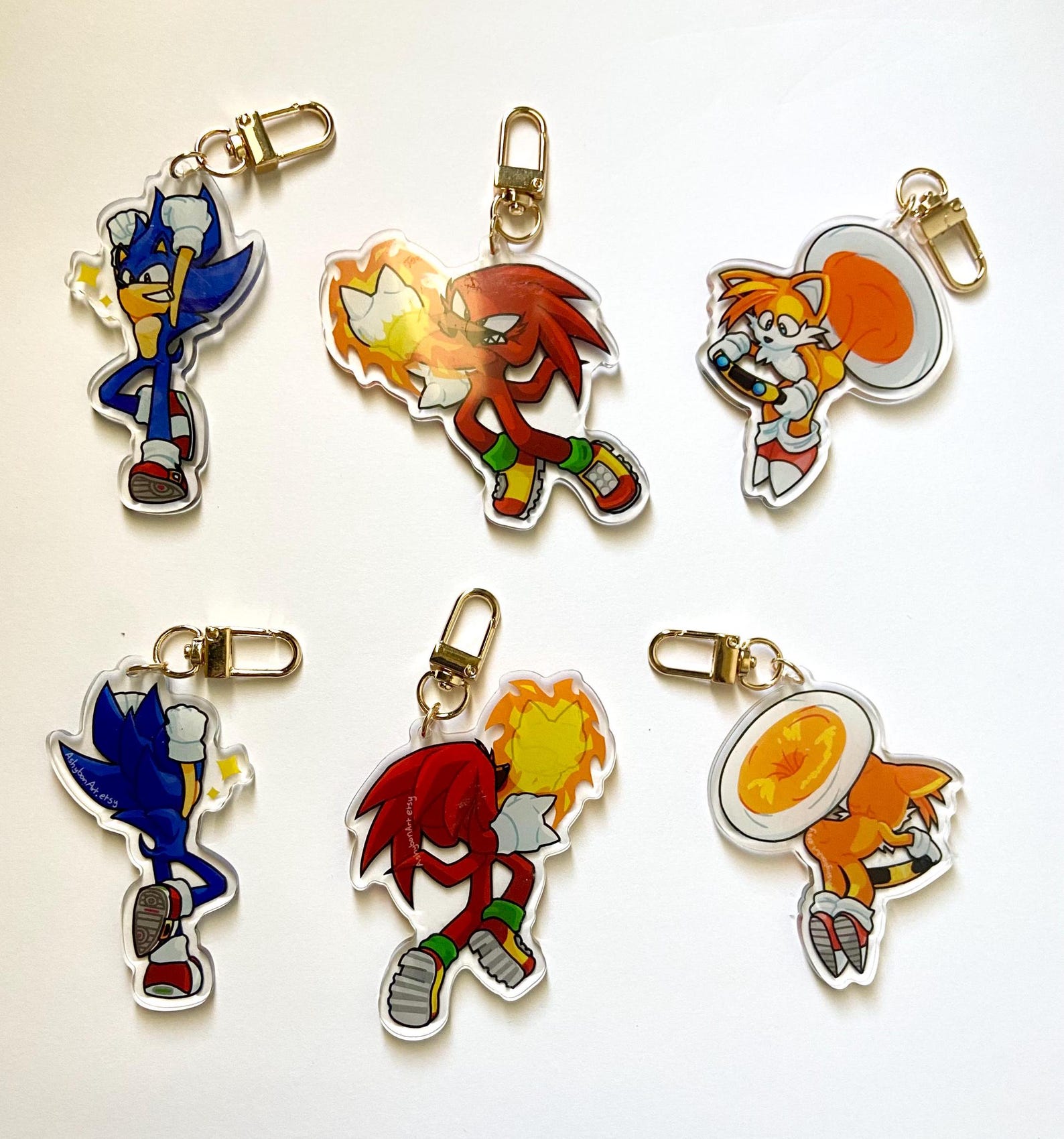 TEAM SONIC Keychains - Sonic the Hedgehog, Knuckles the Echidna, Miles ...