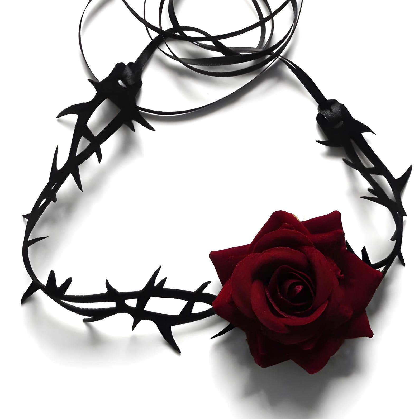 Big Punk Rose Choker Necklace for Women – Thorny Flower Pendant ...