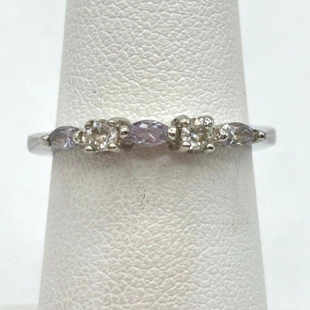 FAS Sterling Silver 925 Lilac & Clear Stone Accents Ring 5.5 - Etsy