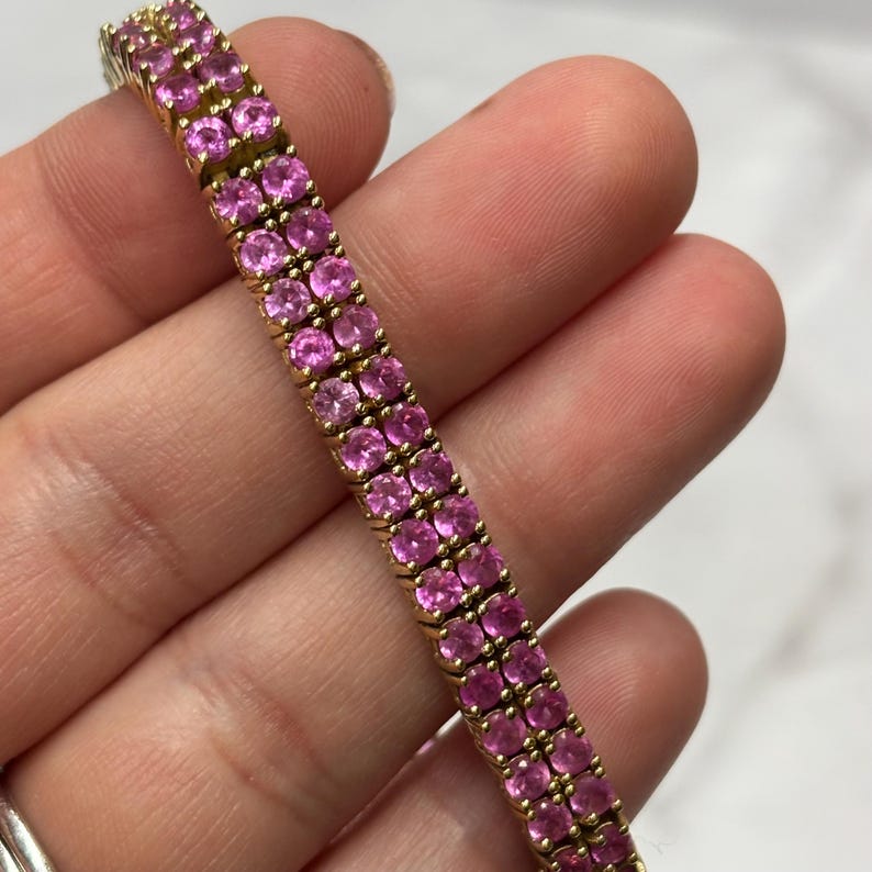 Dee Berkley DBJ Signed Sterling Silver Gold Plated Ruby 2-row Stone ...