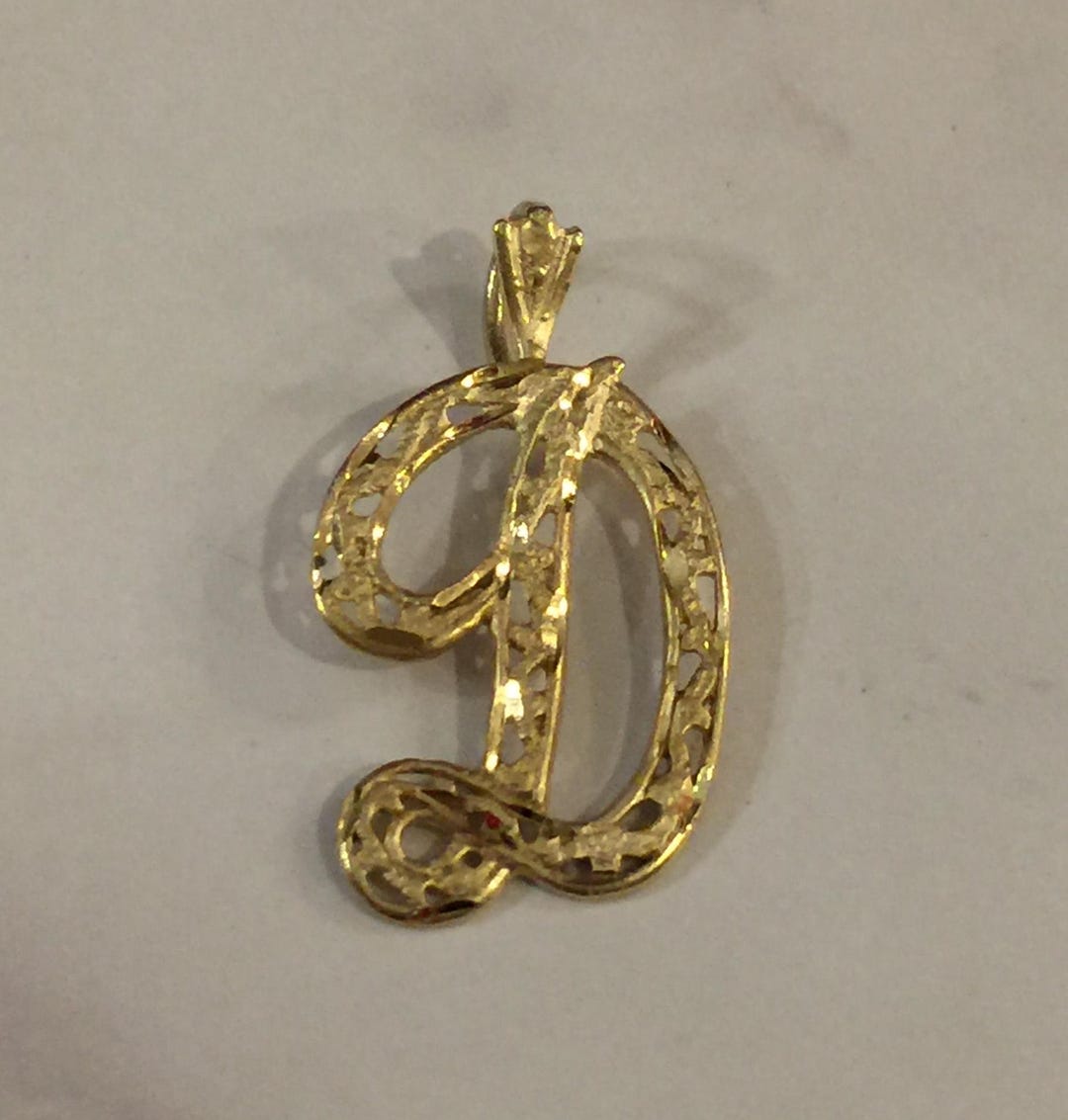 Vintage 14k Yellow Gold Diamond Cut Initial "d" Pendant - Etsy