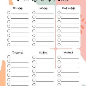 Weekly to Do List Printable Floral Design Planner Template - Etsy