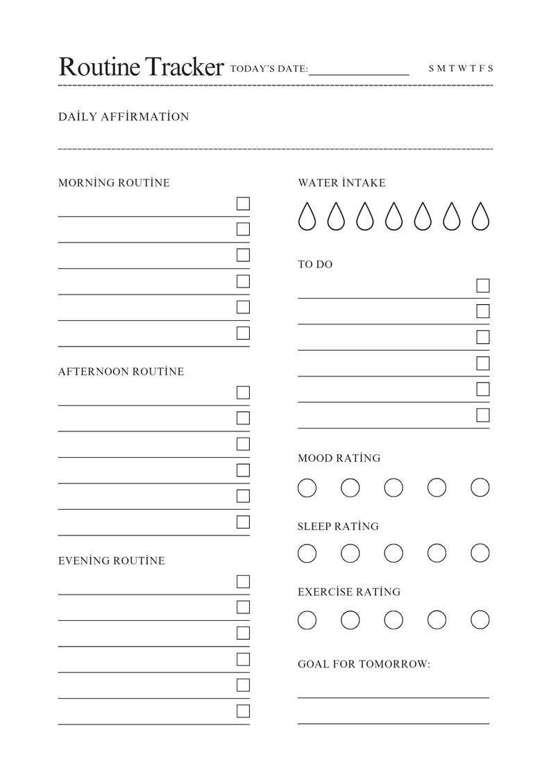 Daily Routine Tracker Printable - Productivity Planner Template for ...