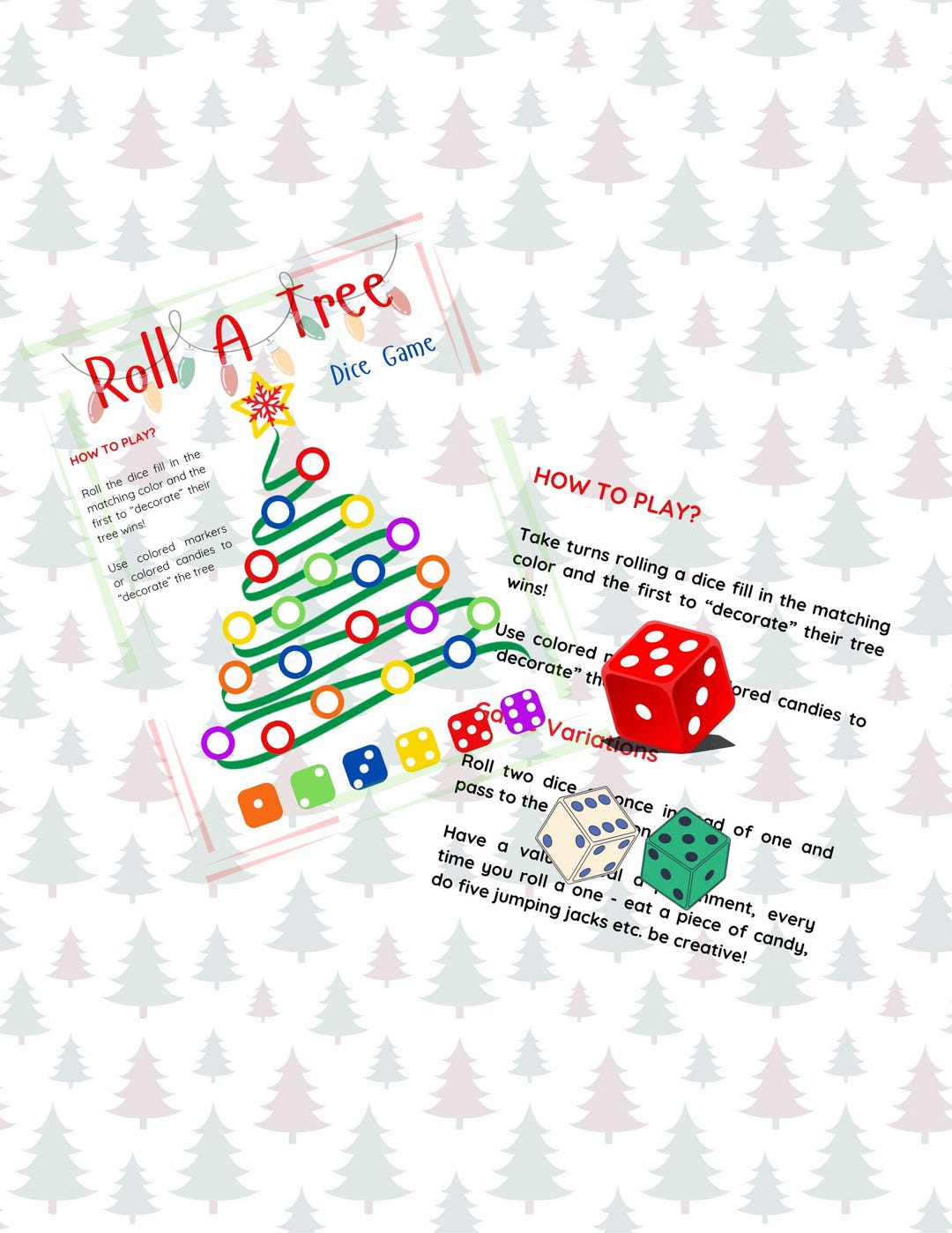 Roll A Tree Dice Game - Etsy