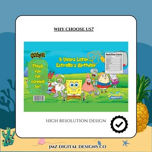 Editable Under the Sea Sponge Party Favor 0.8oz Snack I Gushers Pouch ...