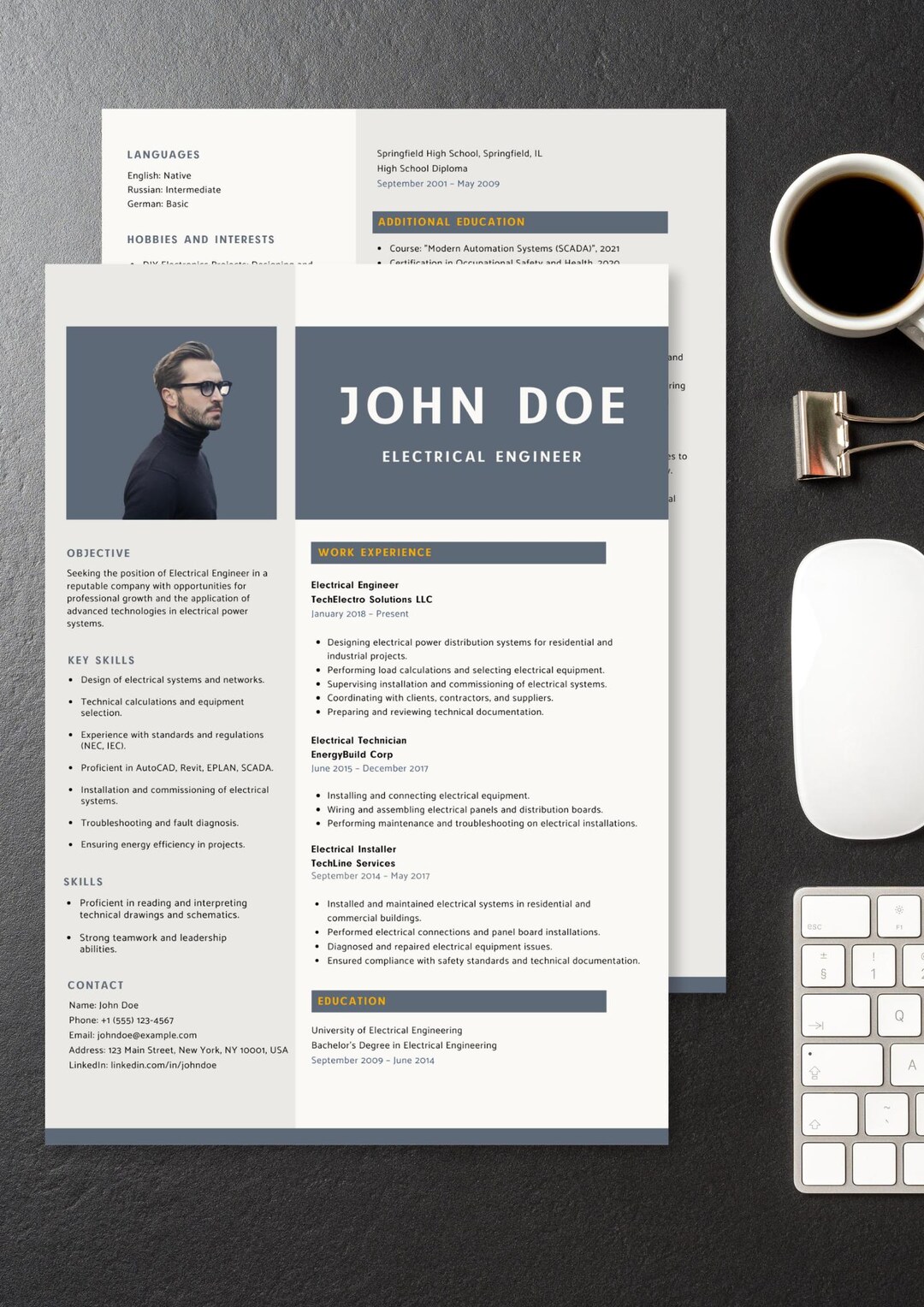 Modern Canva Resume Template – Editable A4 CV for Men – Professional ...