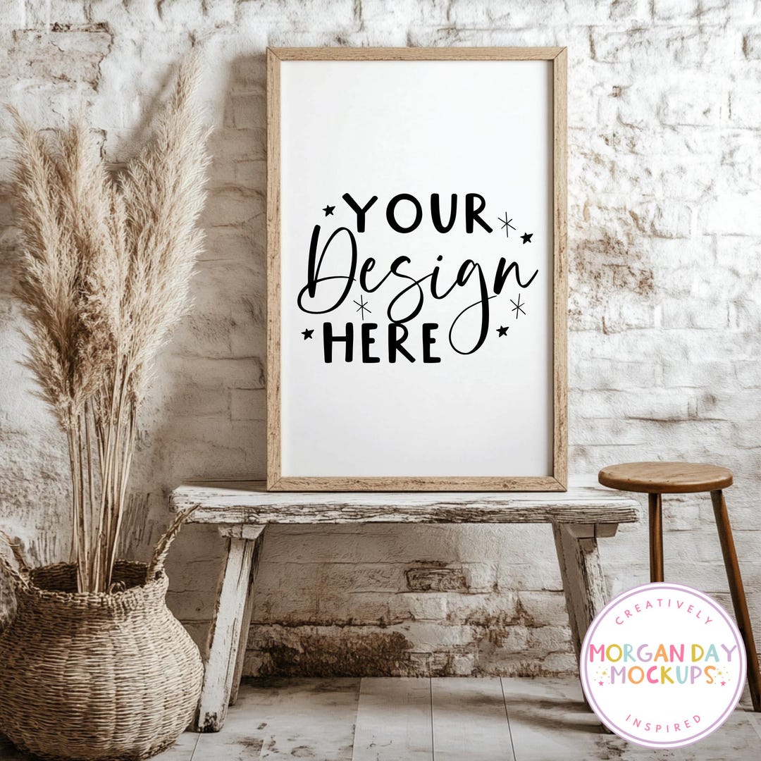 Vertical Sign Mockup, Framed Wood Sign Mockup, Digital Product Mockup ...