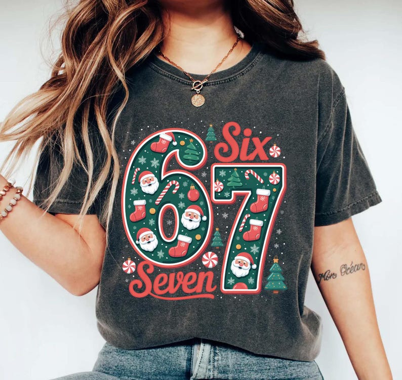 Funny Six Seven Meme Christmas Shirt, Viral Funny Saying 6 7 Shirt ...