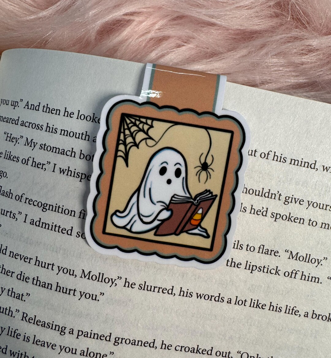 Spooky Ghost Reading Magnetic Bookmark - Halloween Bookish Gift for ...