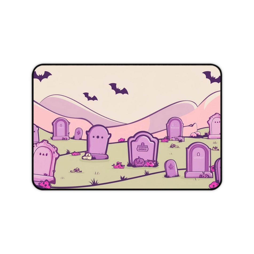 Kawaii Cemetery Desk Mat, Kawaii Mouse Pad, Cute Spooky Décor for Home ...