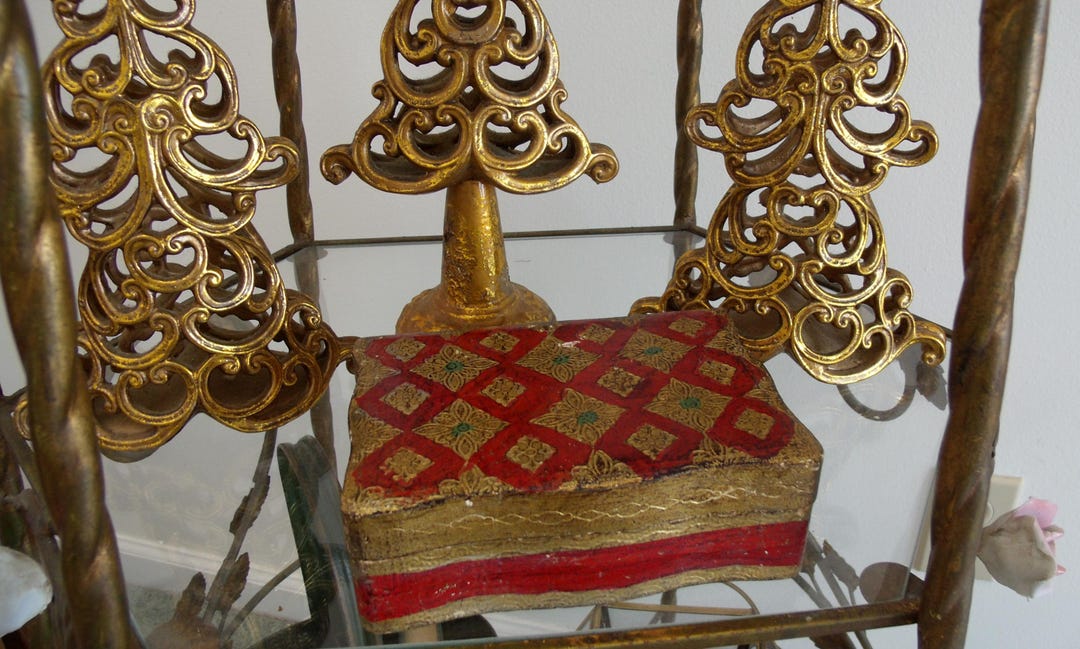 Vintage Italian Florentine Box Keepsake Red Holiday Box Hollywood ...
