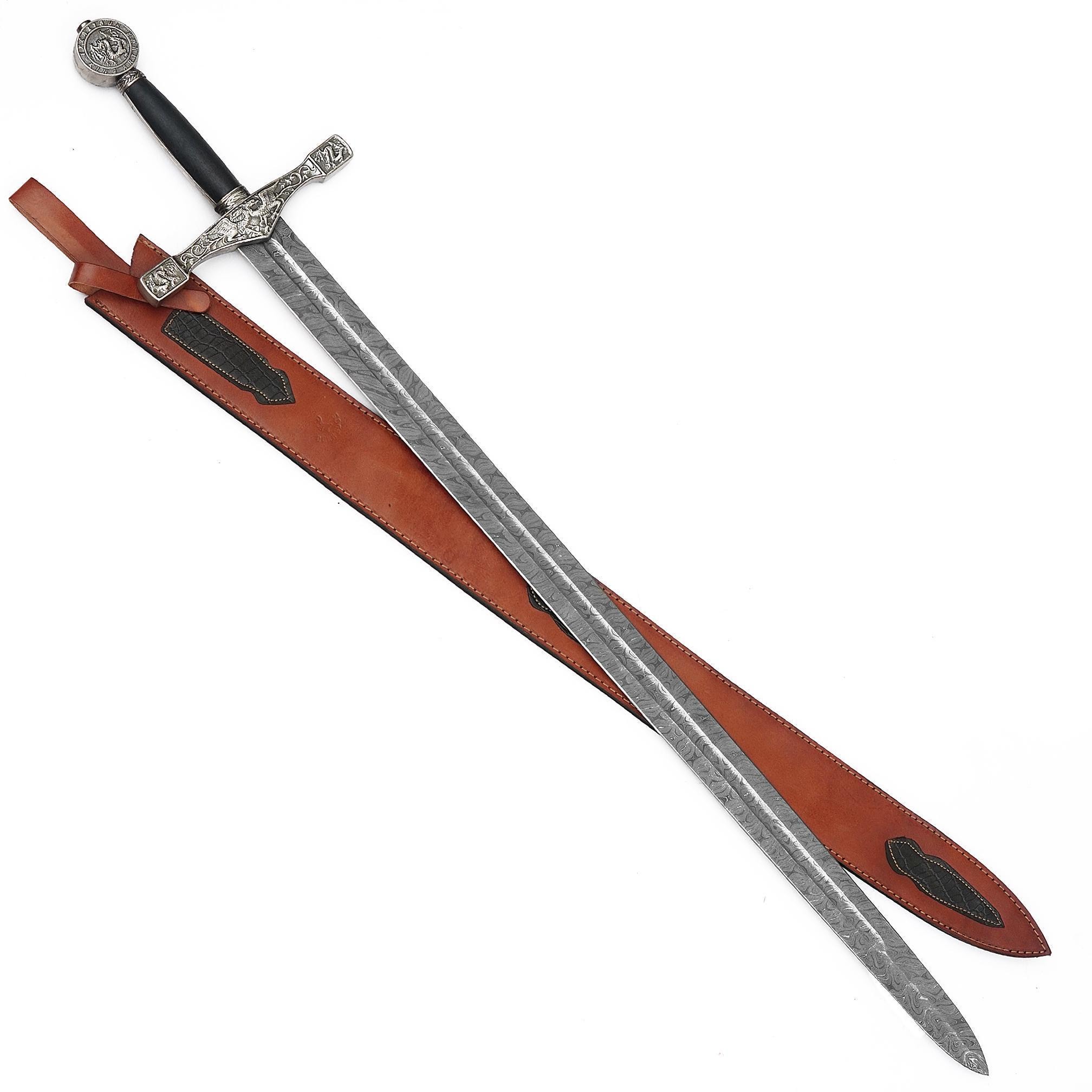 Damascus Steel Long Sword Handmade Medieval Gift for Halloween or ...