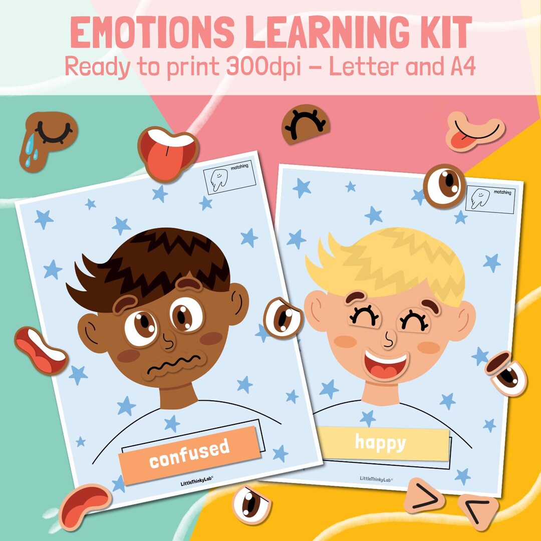 Emotions Learning Activity for Kids, Boy Version, Printable Toddler ...