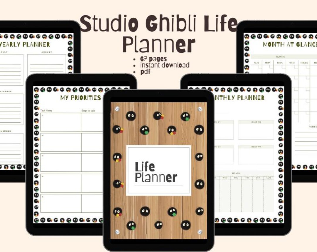 Studio Ghibli Life Planner, Printable Goal Setting Prompts, Habit ...