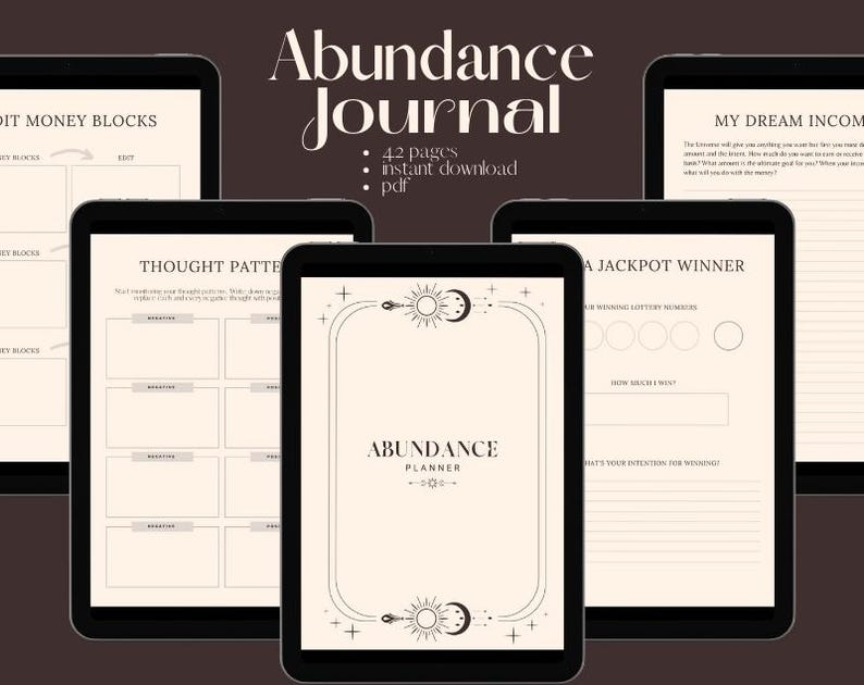 Printable Abundance Planner & Manifestation Journal Bundle, Goal ...