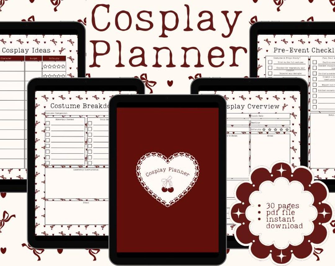 Ultimate Cosplay Planner Printable PDF, Costume Project Cute Organiser ...