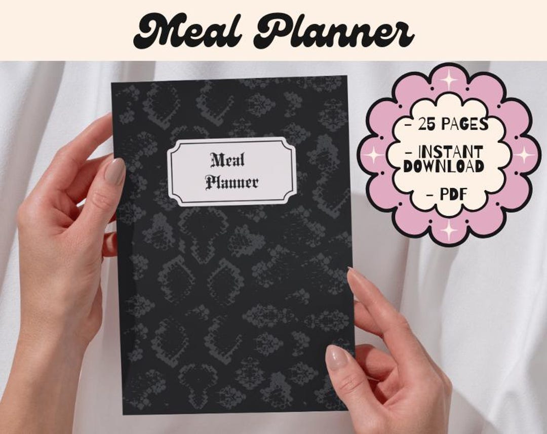 Printable Goth Meal Planner Download, Weekly Daily Meal Tracker, Recipe ...