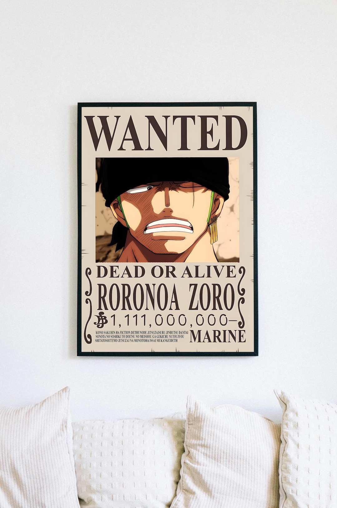 Wanted Roronoa Zoro One Piece Poster Print | Anime Poster | Anime ...