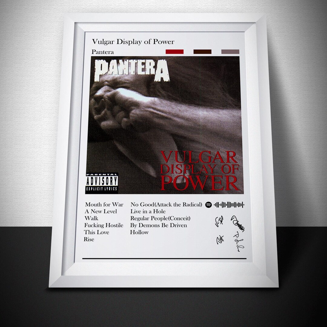 Pantera Poster Print | Vulgar Display of Power Album Poster | Music ...
