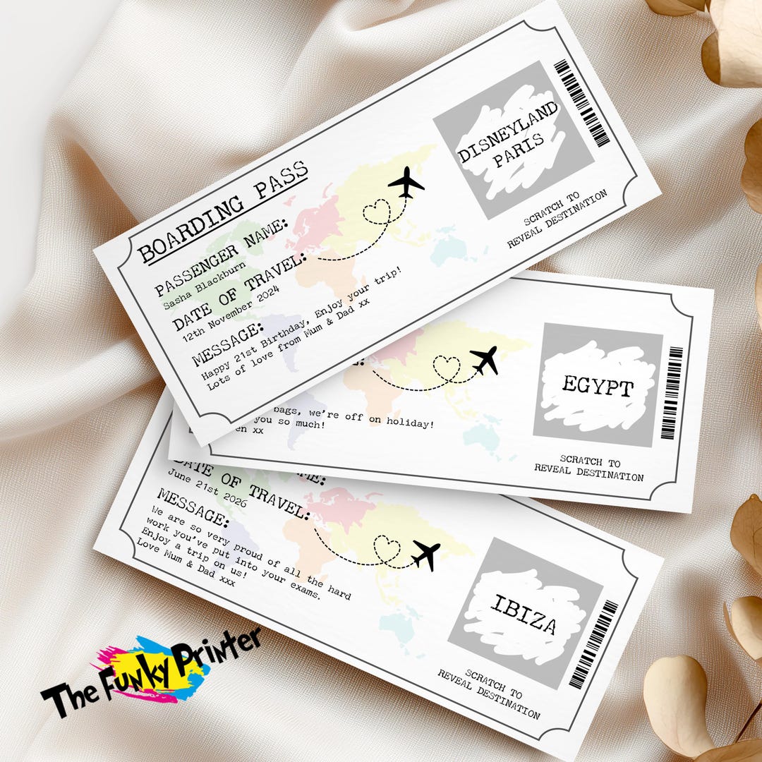 Personalised Boarding Pass Scratch Reveal | Gift Card | Holiday Reveal ...
