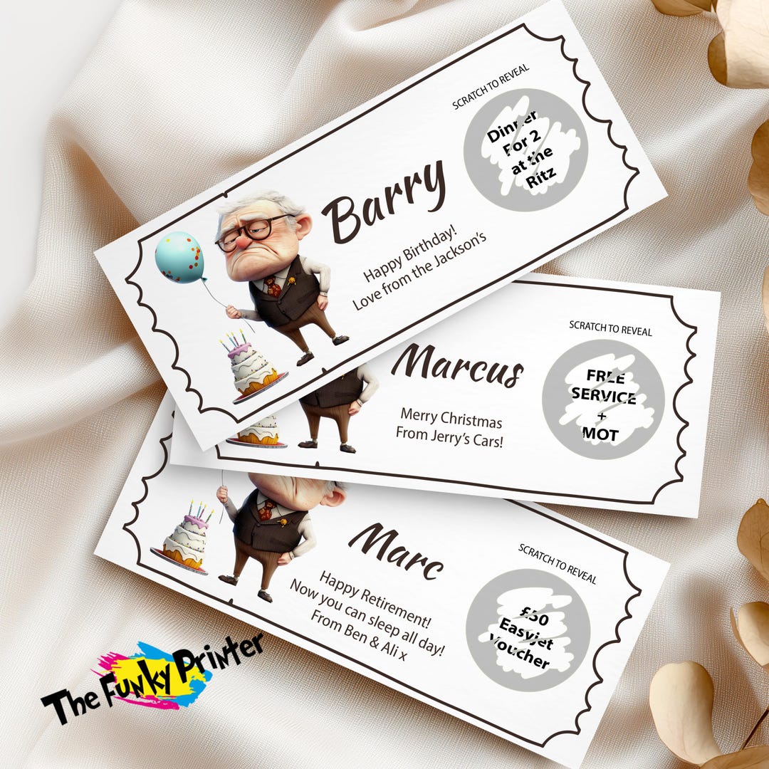 Personalised Grumpy Old Man Scratch Card Reveal | Gift Voucher ...