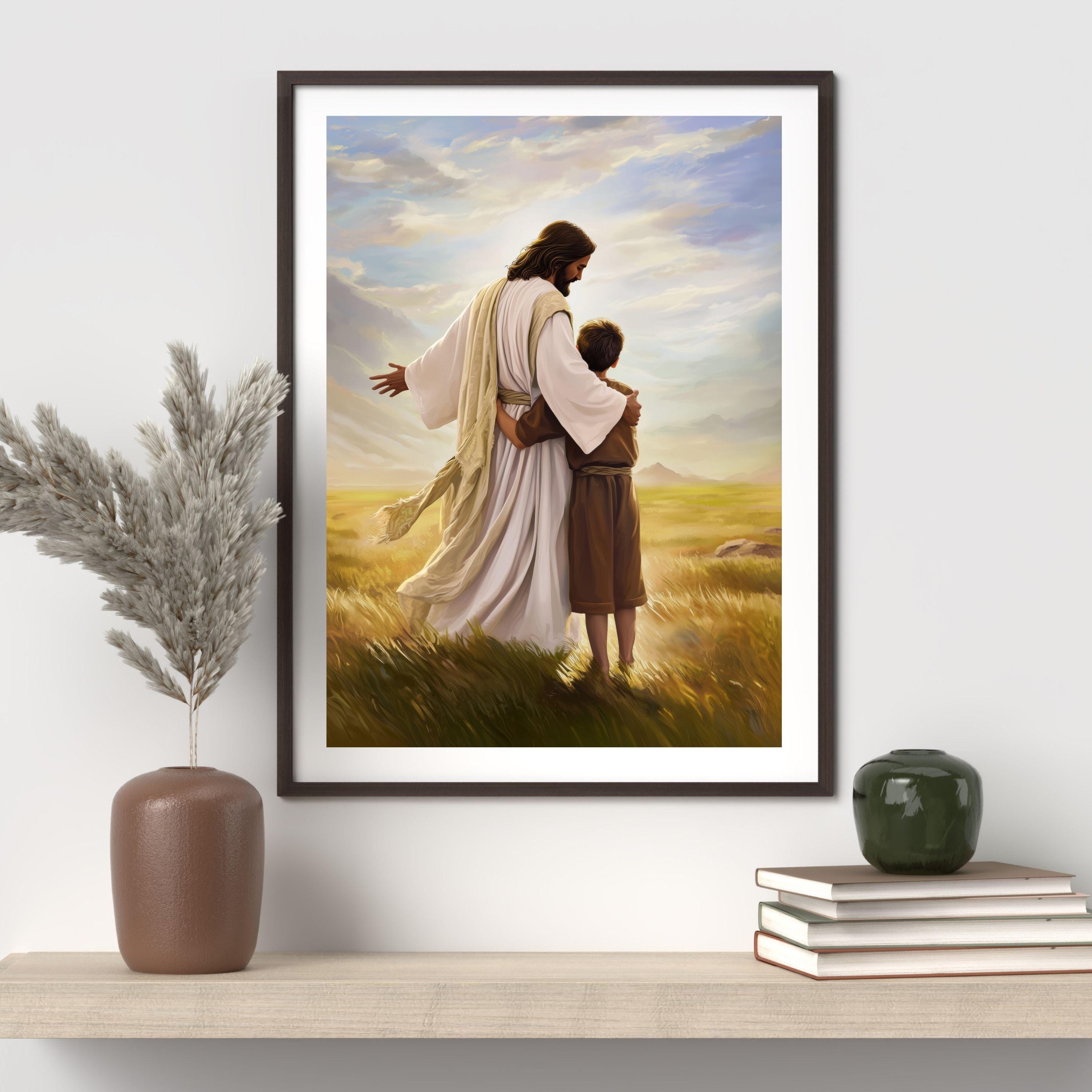 Heavenly Embrace – Jesus Hugging a Child, Comforting Christian Digital ...