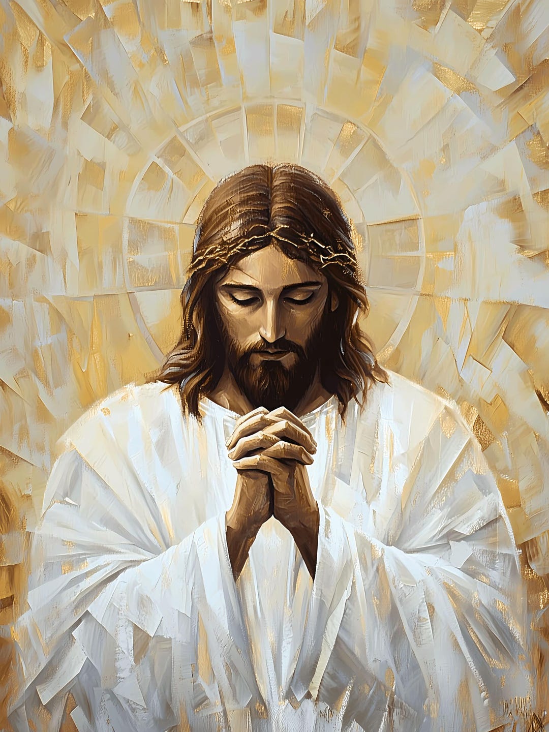 Prayer of Light – Jesus Praying With Radiant Halo, Digital Art ...