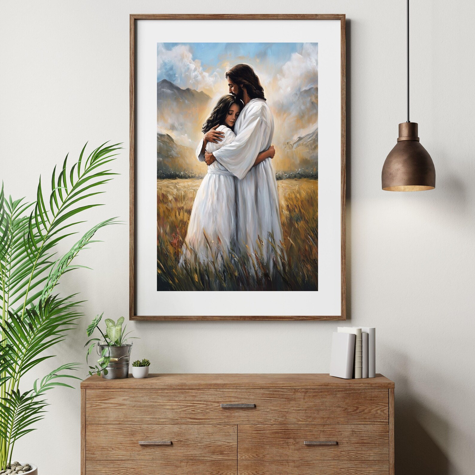 Embrace of Grace - Jesus Hugs Woman, Digital Art Printable, Christian ...