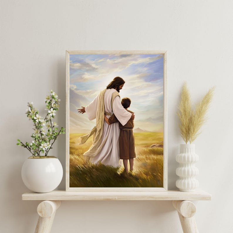 Heavenly Embrace – Jesus Hugging a Child, Comforting Christian Digital ...
